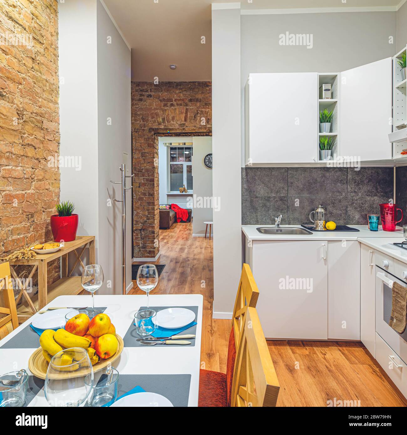 Loft Brick Apartment Kitchen Trendy Loft Apartment With Exposed Brick