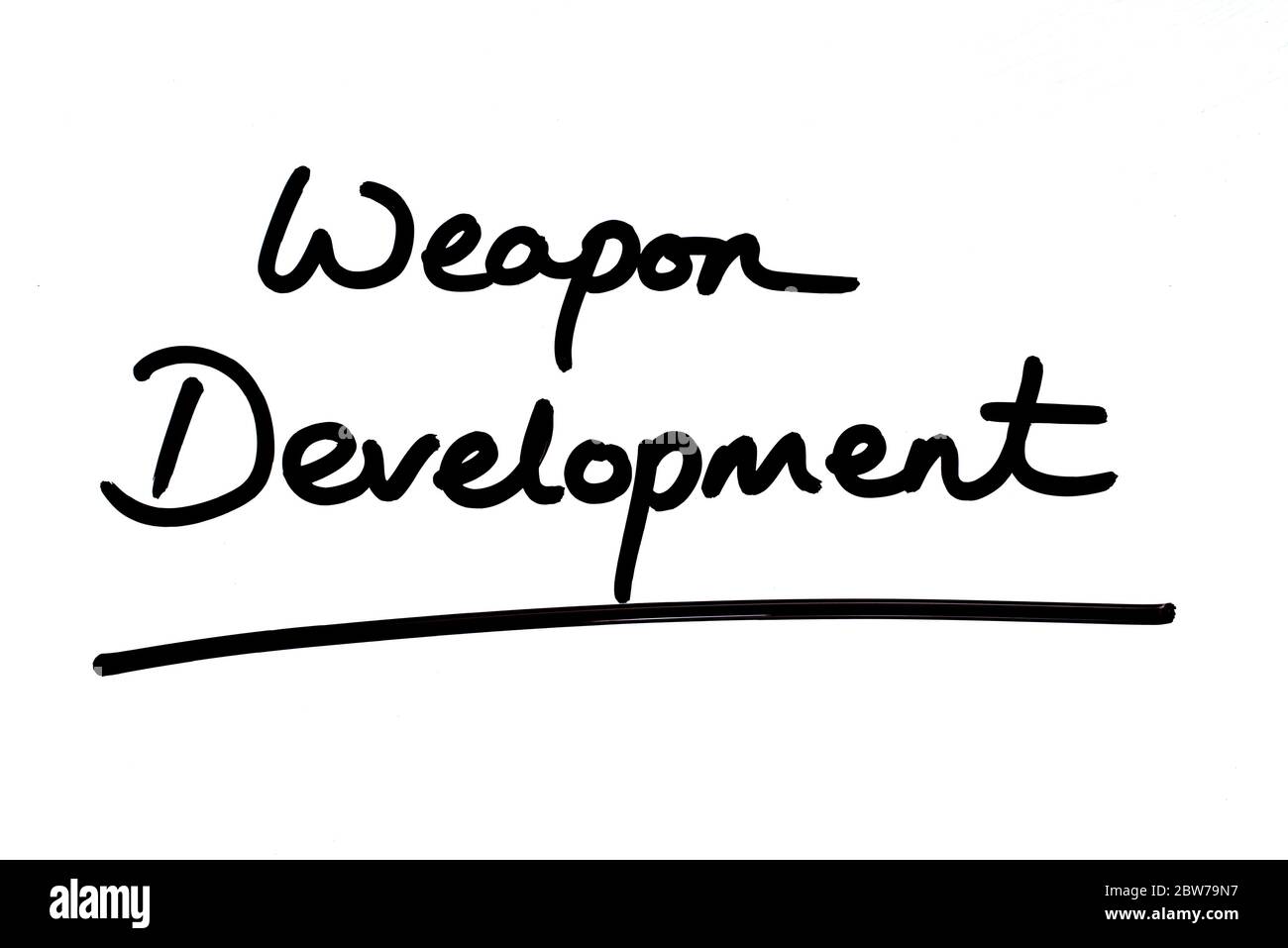 Weapon Development handwritten on a white background Stock Photo - Alamy