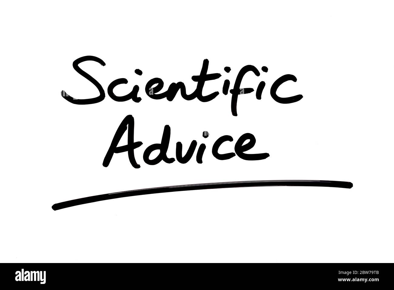 Scientific Advice handwritten on a white background Stock Photo - Alamy