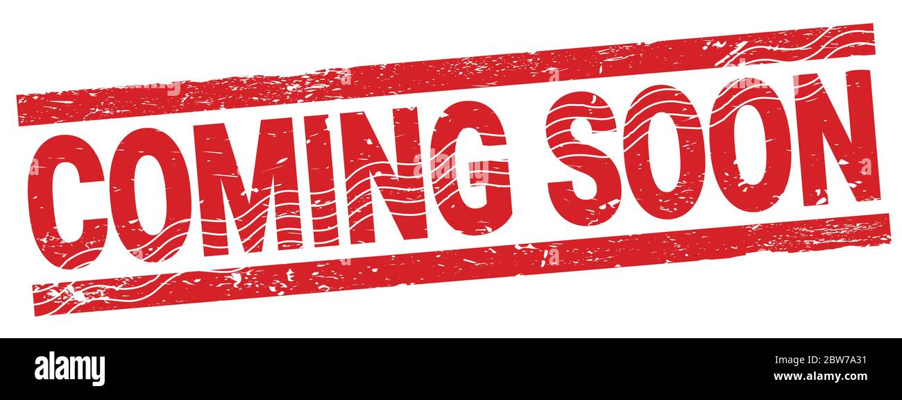 COMING SOON red grungy stamp sign Stock Photo - Alamy
