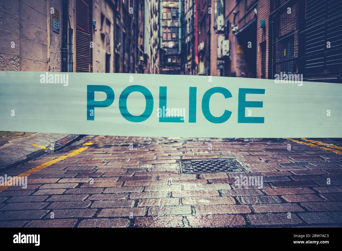 Police tape scene street hi-res stock photography and images - Alamy