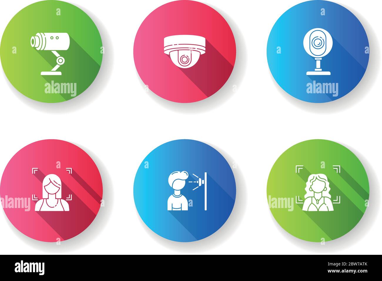 Biometric identification flat design long shadow glyph icons set Stock ... Biometric identification flat design long shadow glyph icons set Stock ...