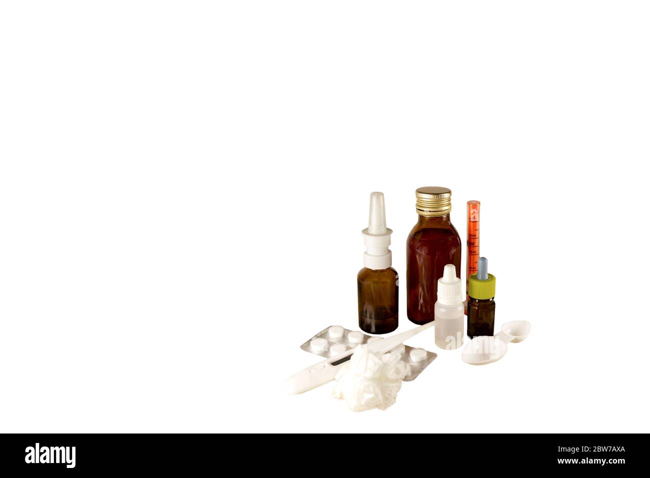 Treatment of colds and flu. Various medications, cold pills, throat ...