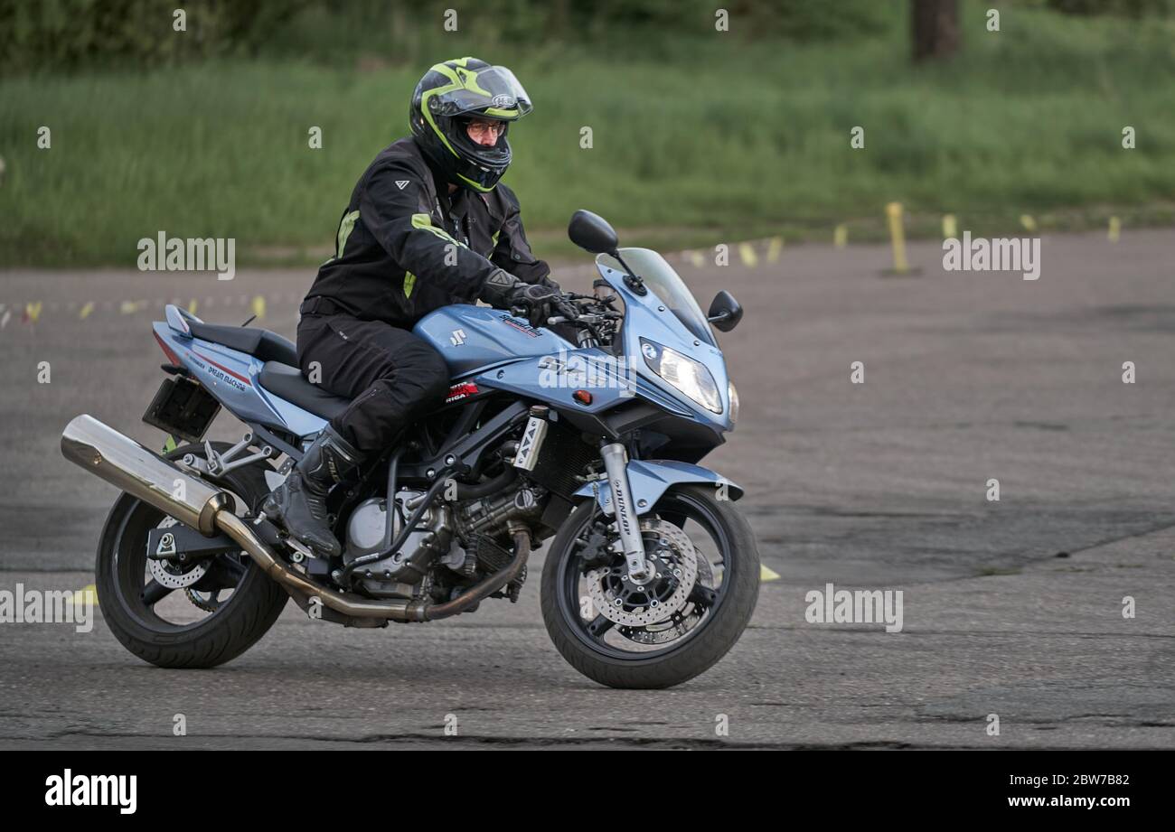 Motorcycle driving asphalt route wheel hi-res stock photography and ...