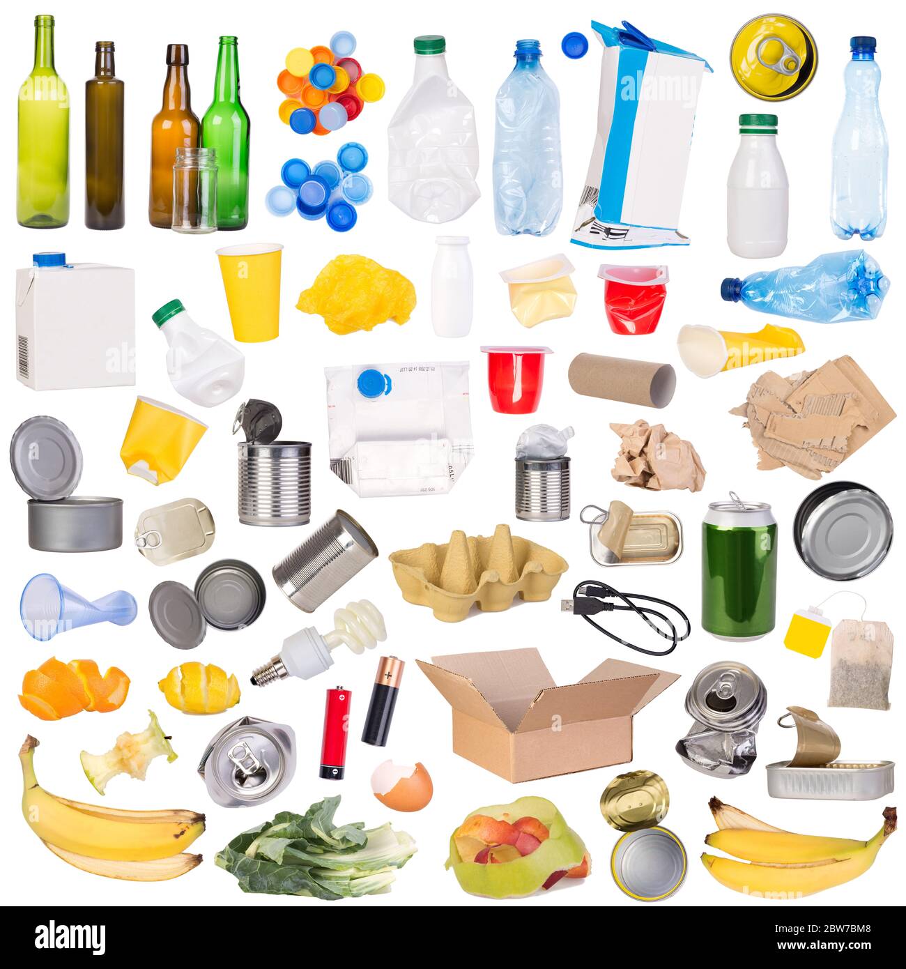 Samples of garbage isolated on white background Stock Photo - Alamy