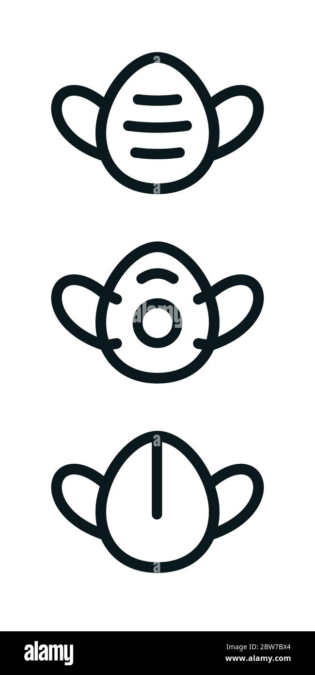 Minimal mask vector icons. Face mask outline symbols on white ...