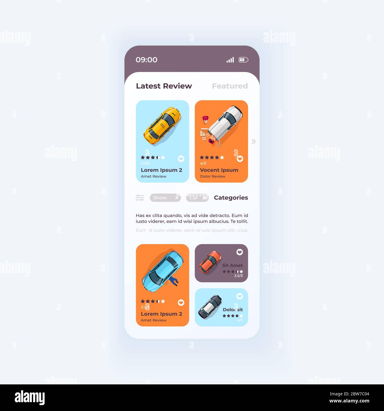 Auto services reviews smartphone interface vector template Stock Vector ...