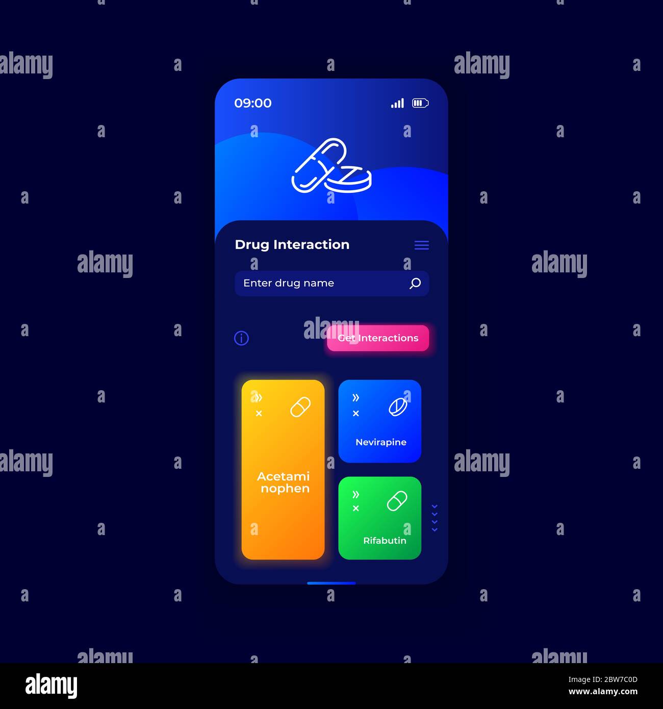 Drug Interaction Calculation Smartphone Interface Vector Template Stock Vector Image And Art Alamy