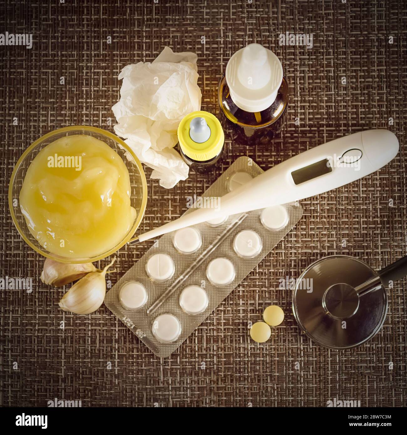 Treatment of colds and flu. Various medications, cold pills, throat ...