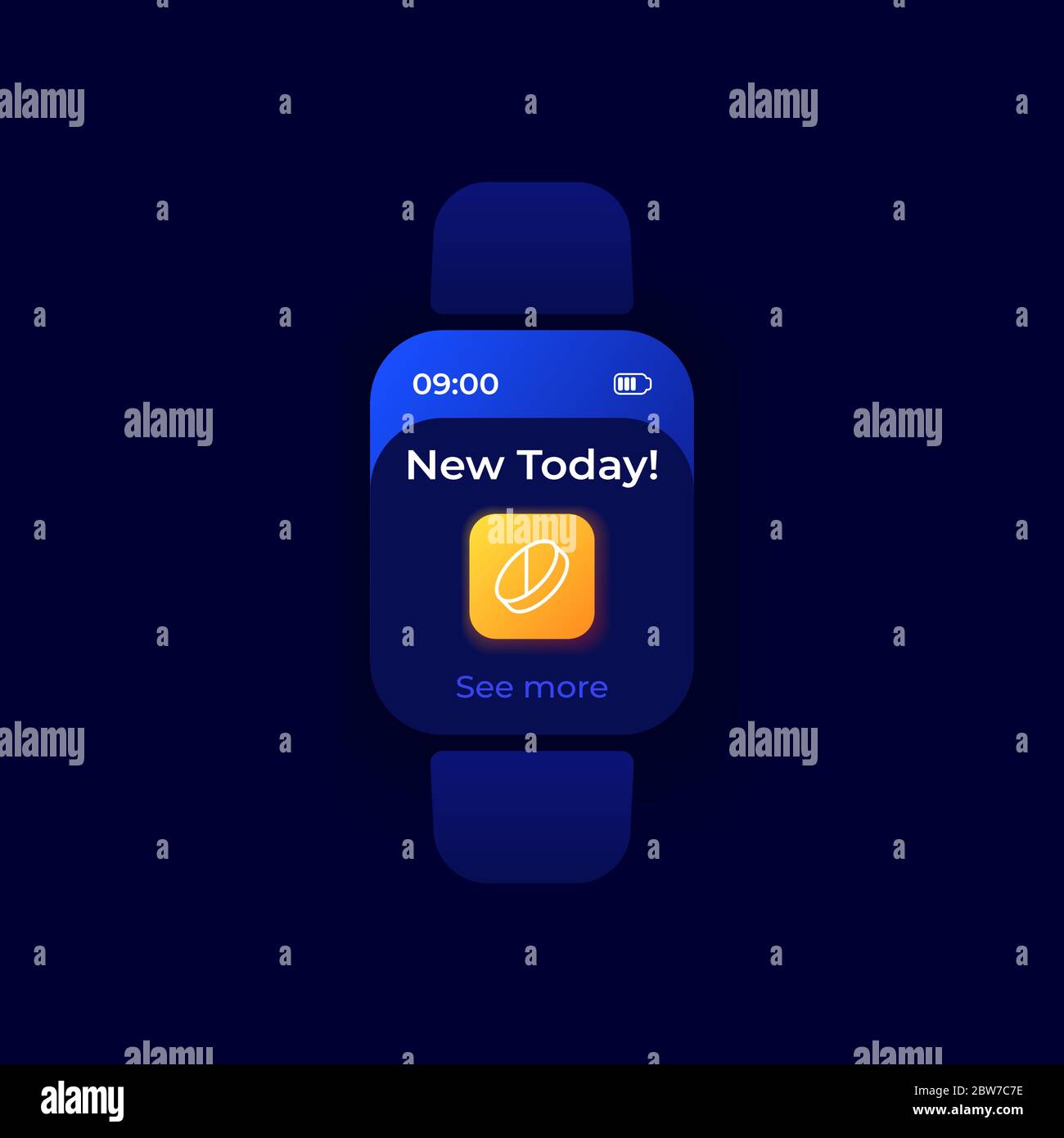 Medications schedule smartwatch interface vector template Stock Vector ...
