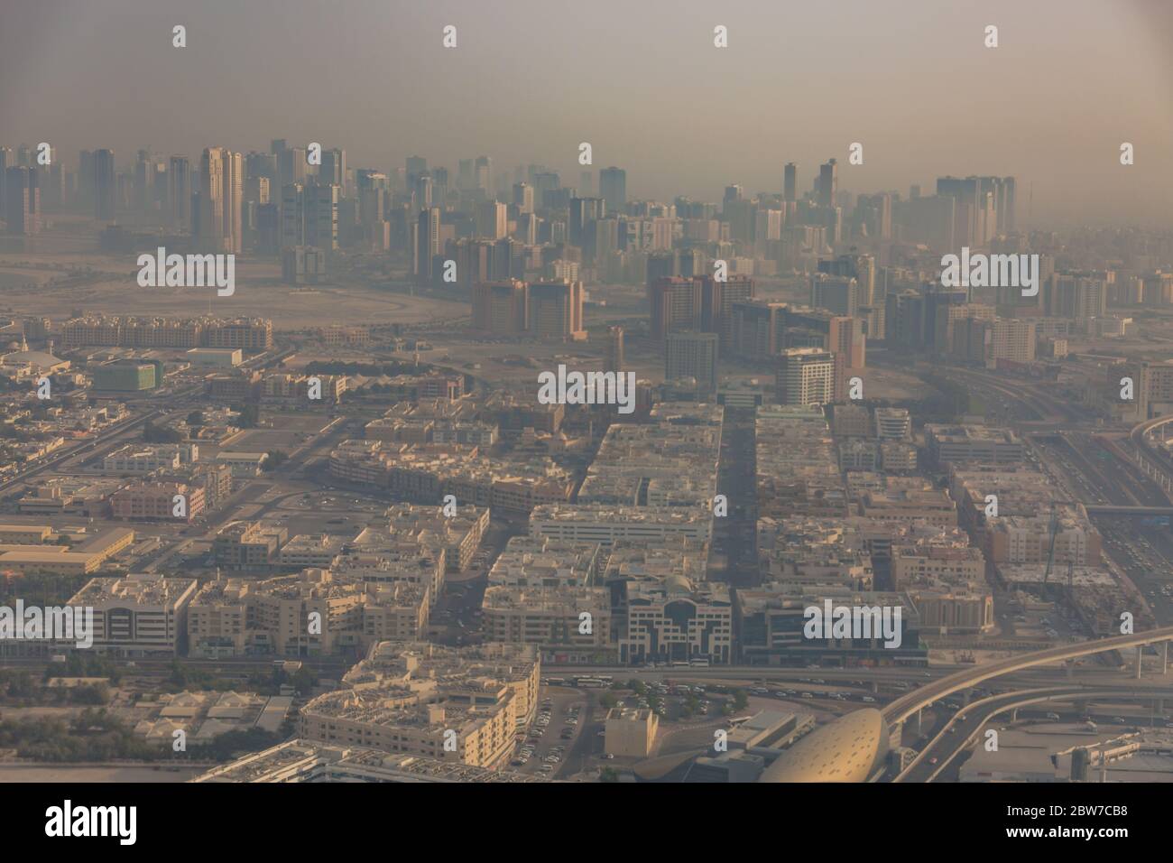 DUBAI, UAE - APRIL 29: Aerial view of Downtown Dubai and skyscrapers ...