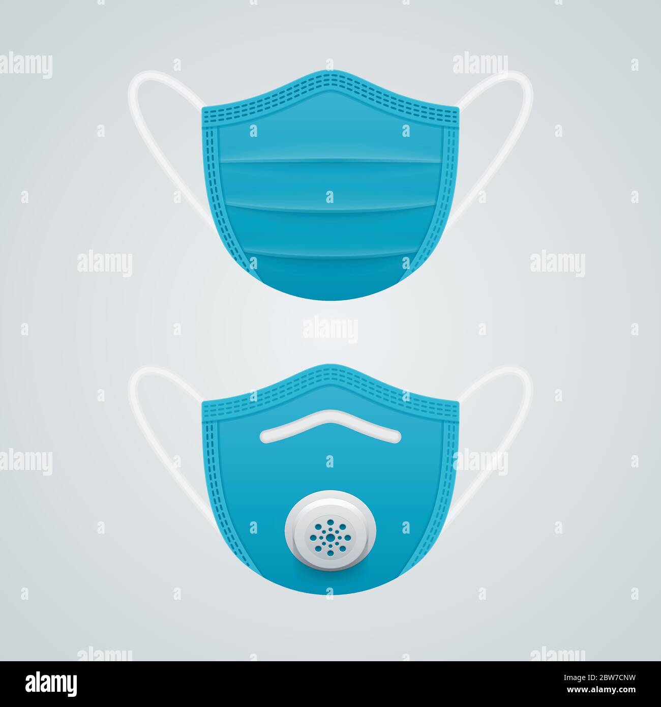 Medical mask symbols on white background. N95 mask realistic vector ...