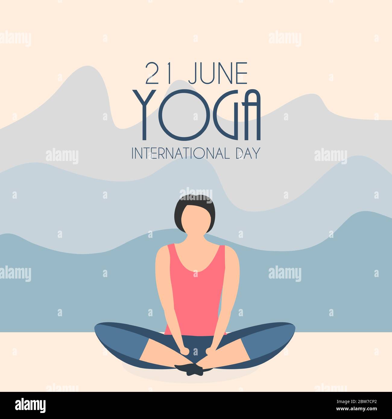 Yoga International Day 21 June Background. Vector Illustration Stock ...