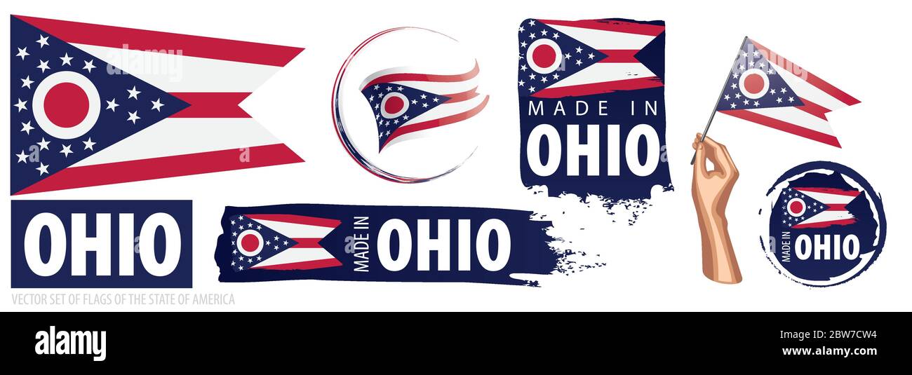 Vector set of flags of the American state of Ohio in different designs ...