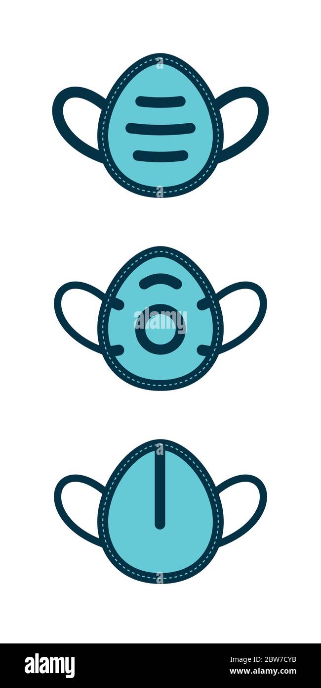 Medical mask symbols on white background. Flat filled contoured vector ...