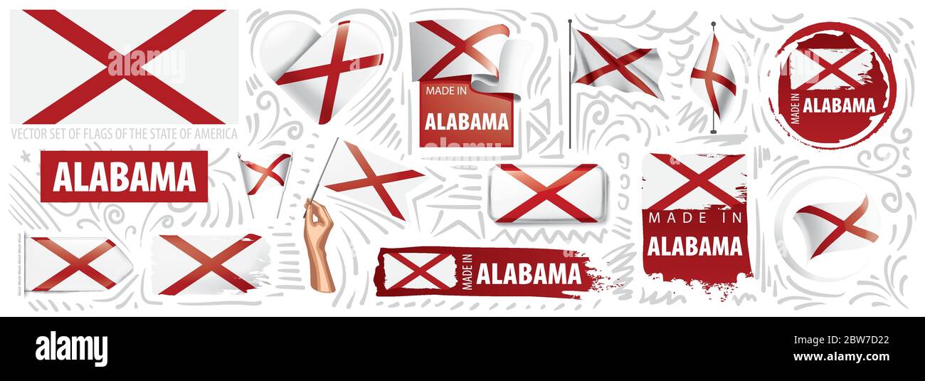 Vector set of flags of the American state of Alabama in different ...