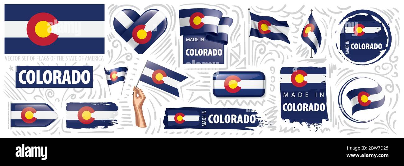 Vector set of flags of the American state of Colorado in different ...