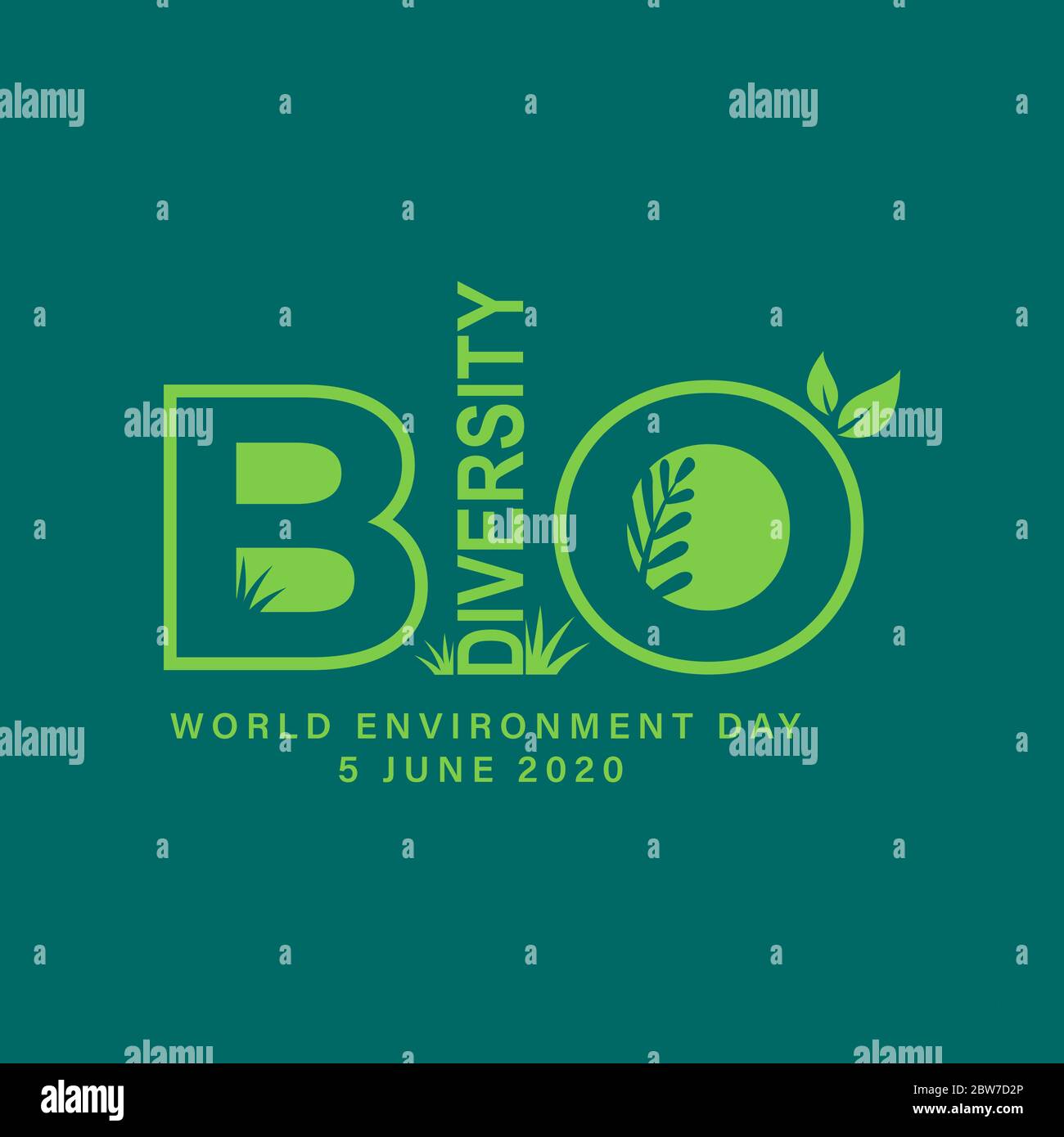 BIODIVERSITY typography design with green color for environment day ...