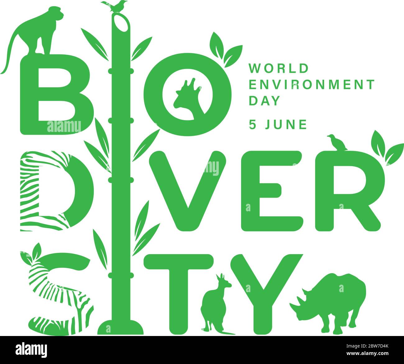 BIODIVERSITY typography design with green color for environment day ...