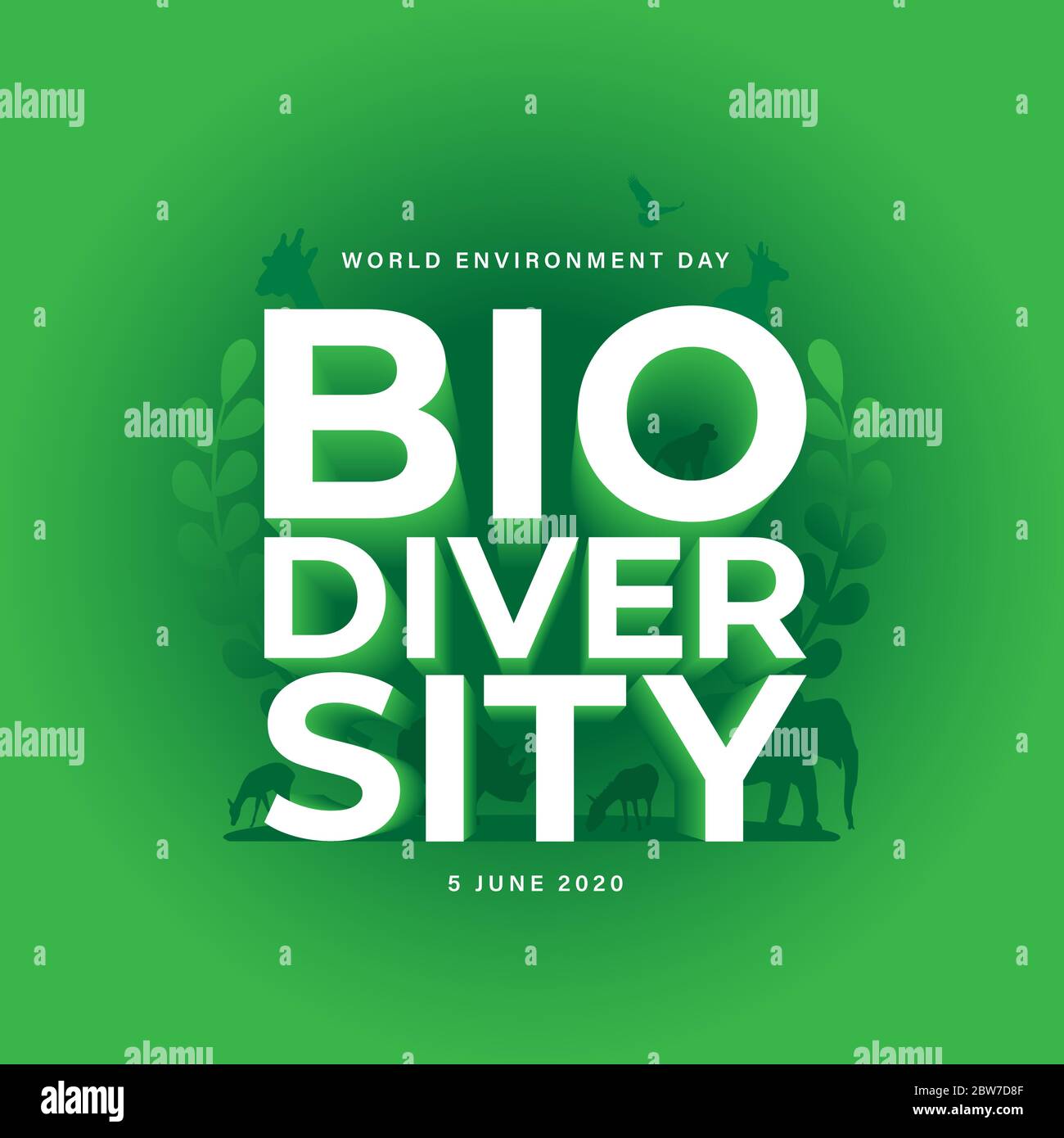 BIODIVERSITY typography design with green color for environment day ...
