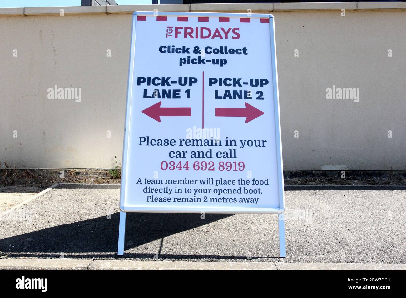 Signs give instructions for Click & Collect customers at TGI Fridays ...