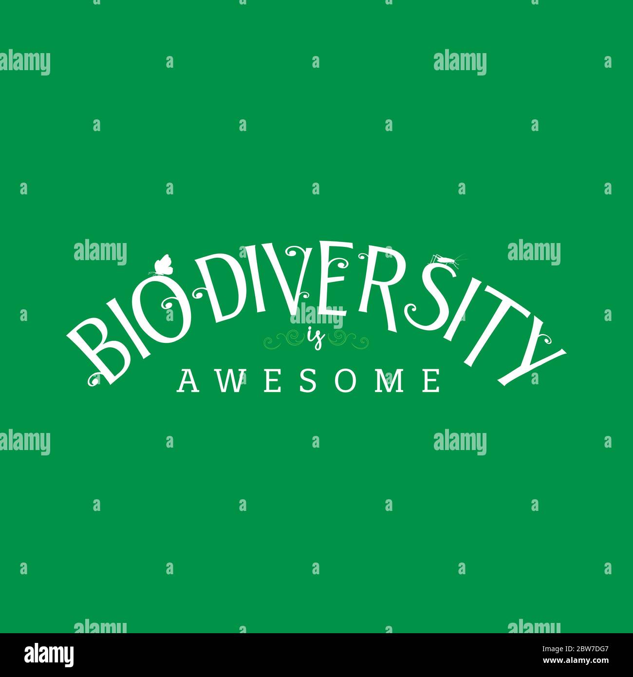 BIODIVERSITY typography design with green color for environment day ...
