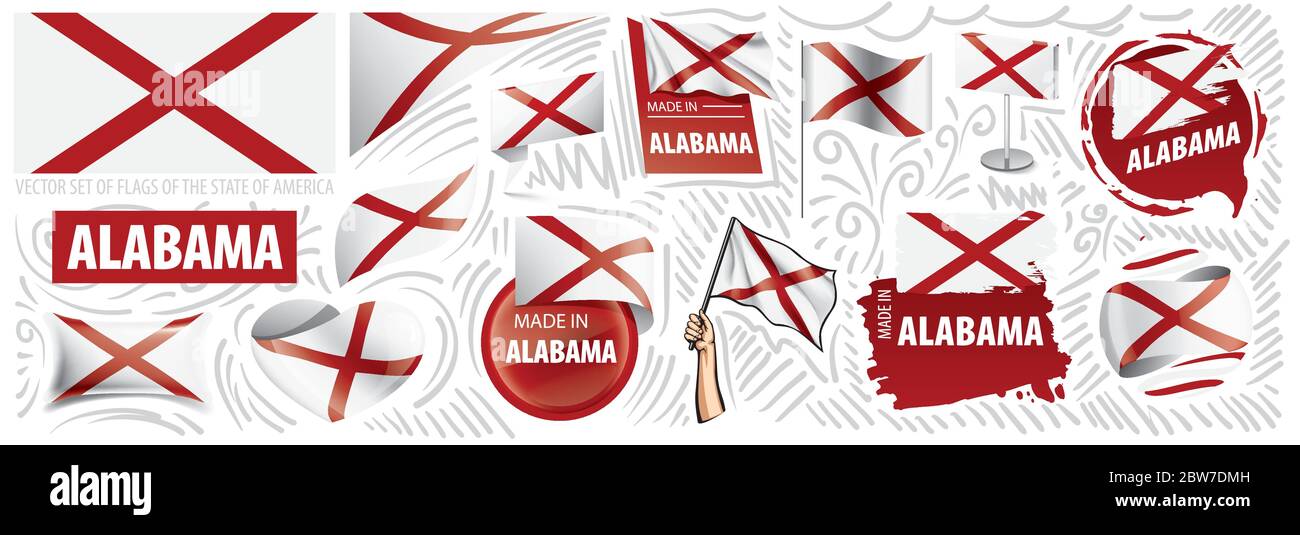 Vector set of flags of the American state of Alabama in different ...
