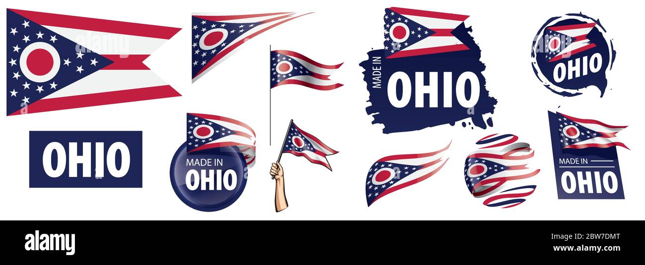Vector set of flags of the American state of Ohio in different designs ...