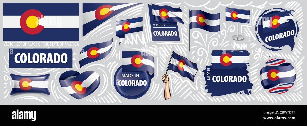 Vector set of flags of the American state of Colorado in different ...