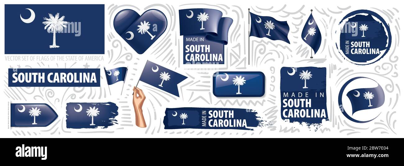 Vector set of flags of the American state of South Carolina in ...