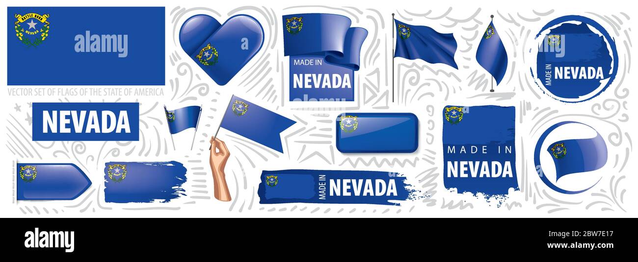 Vector set of flags of the American state of Nevada in different ...