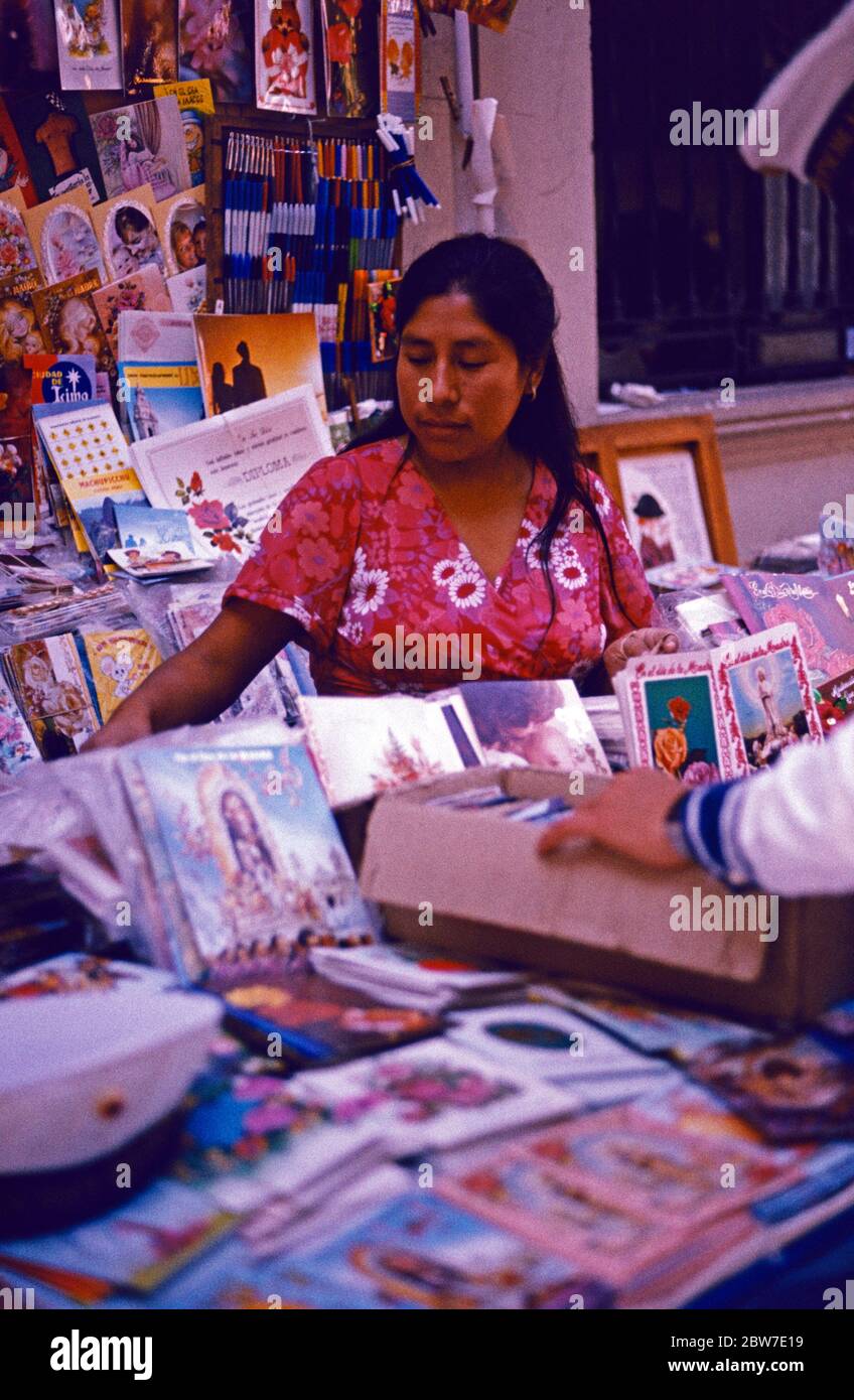 vendor, Indian market near Plaza de Armas, April 30, 1982, Lima, Peru ...
