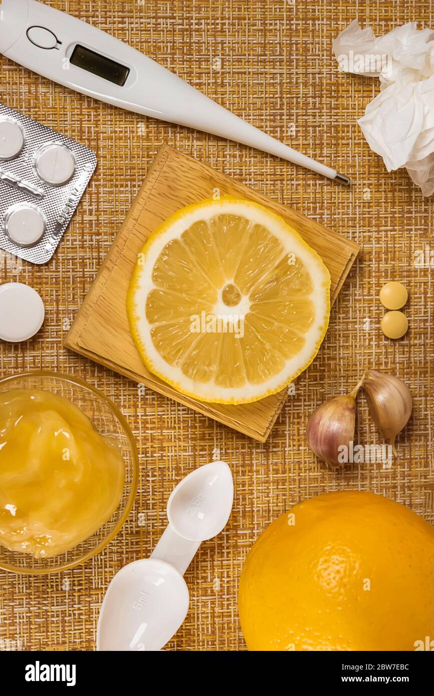 Treatment of colds and flu. Various medications, cold pills, throat ...