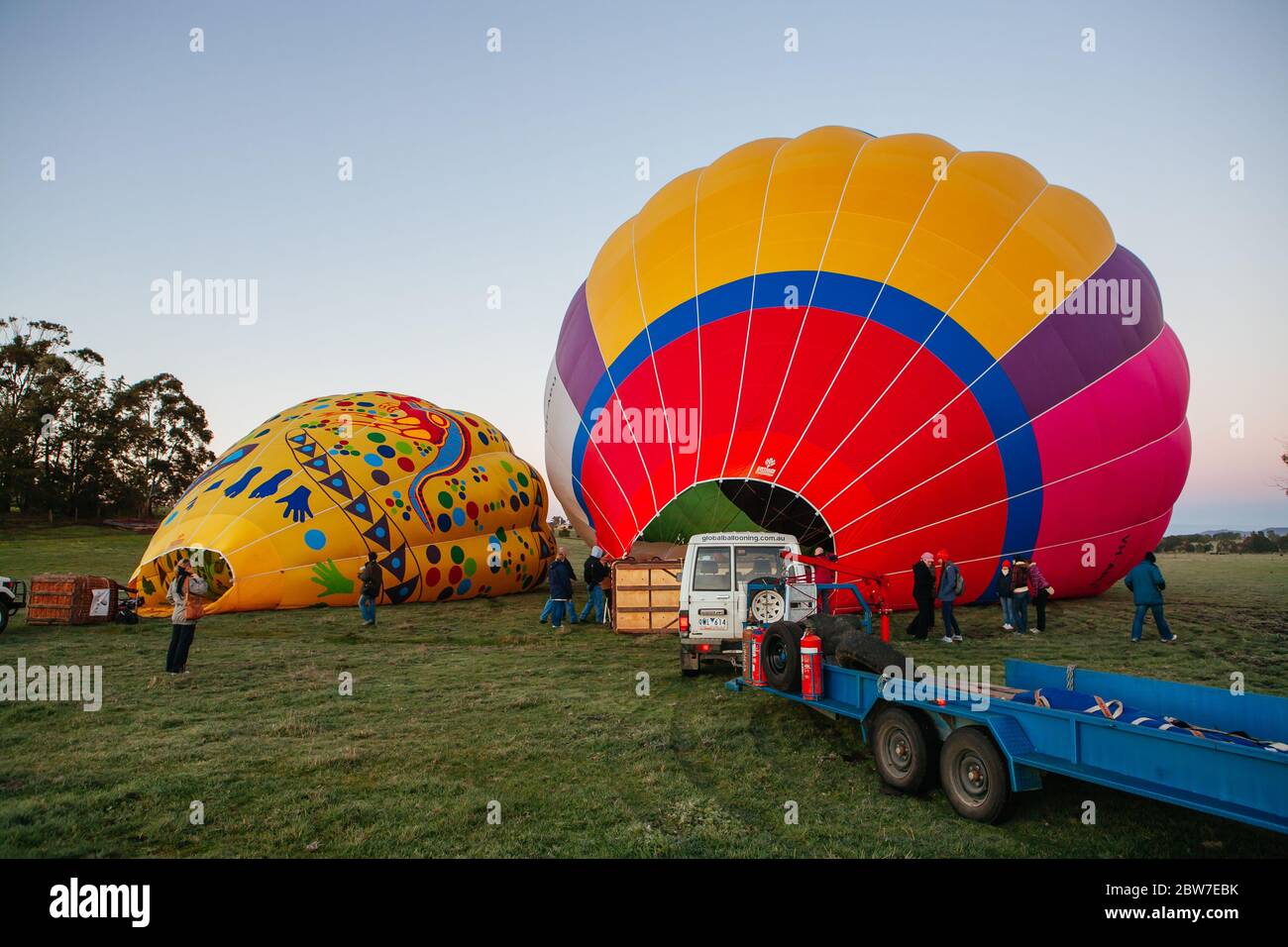 Hot Air Balloon Inflating in Australia Stock Photo - Alamy
