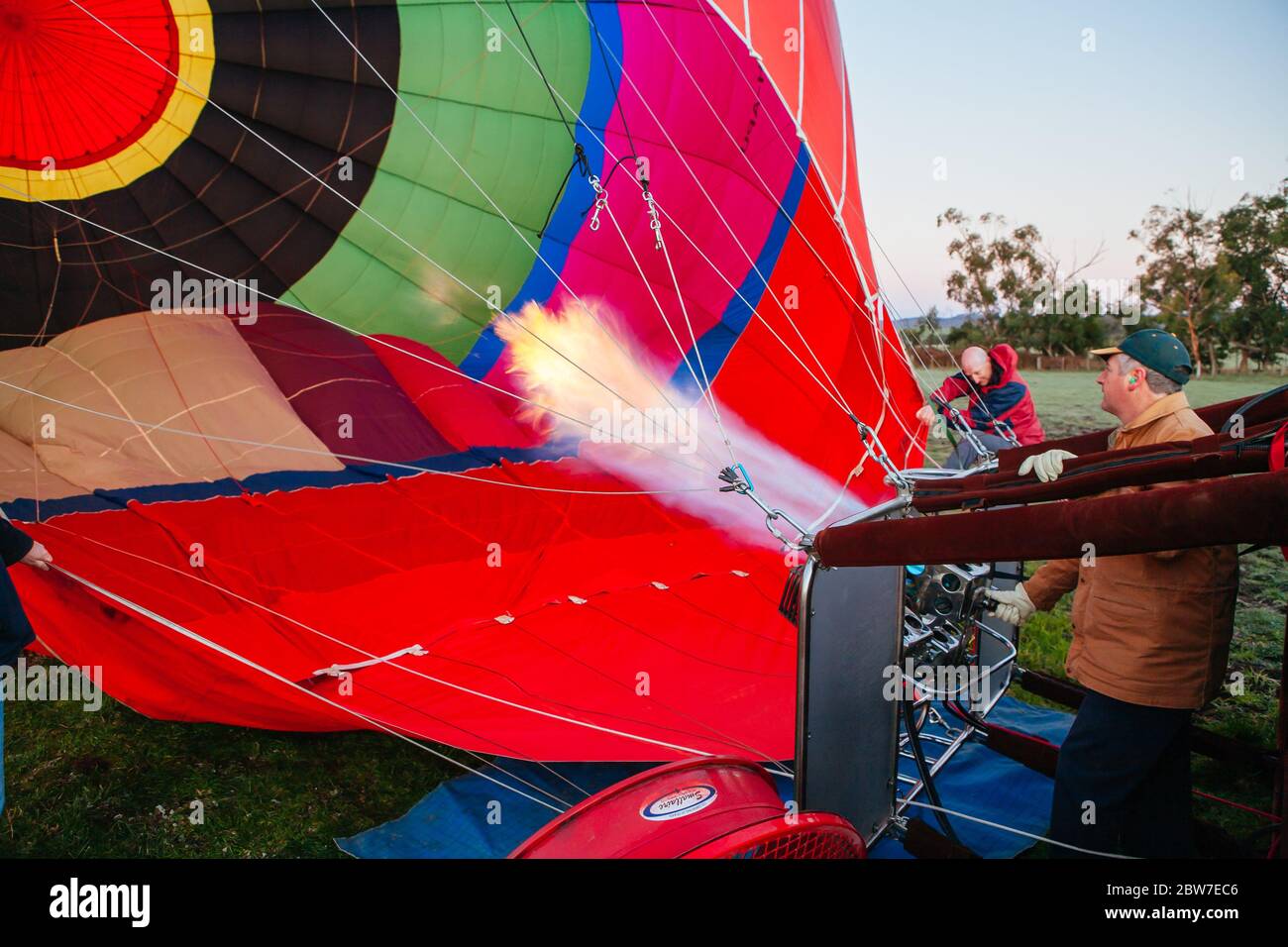 Hot Air Balloon Inflating in Australia Stock Photo - Alamy