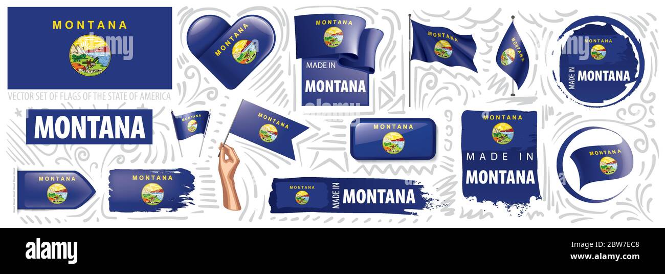 Vector set of flags of the American state of Montana in different ...