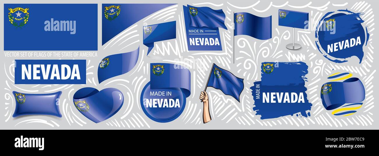 Vector set of flags of the American state of Nevada in different ...
