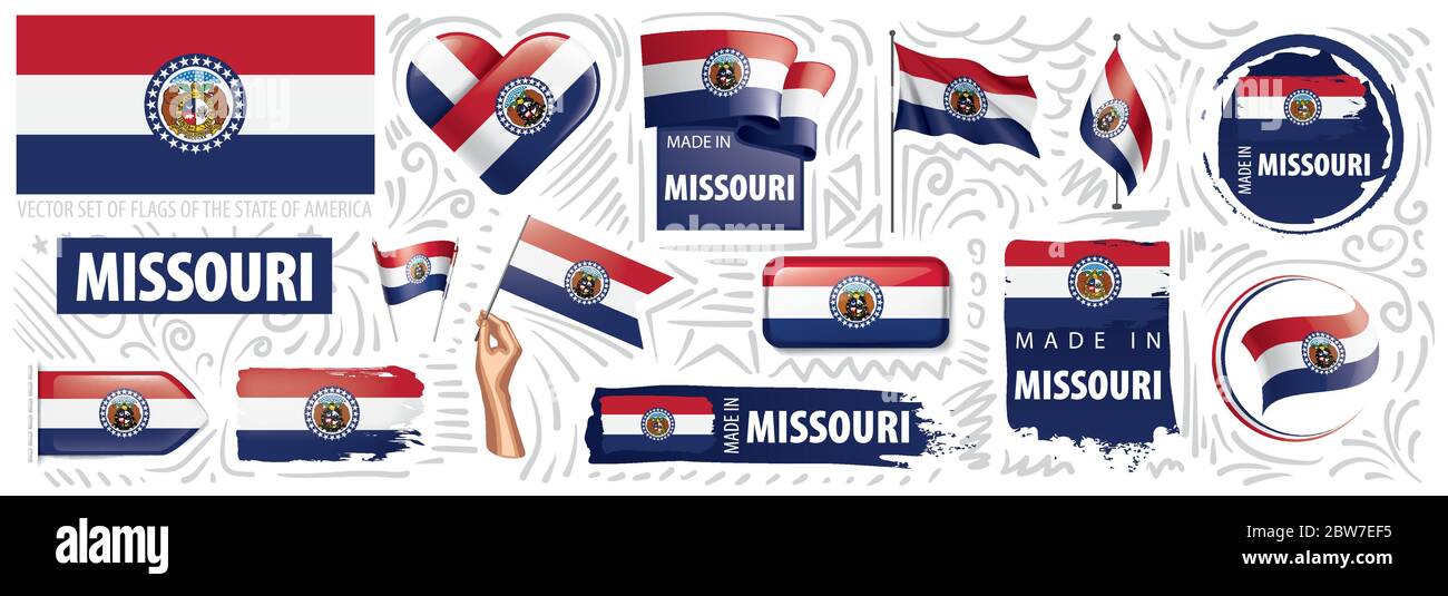 Vector set of flags of the American state of Missouri in different ...