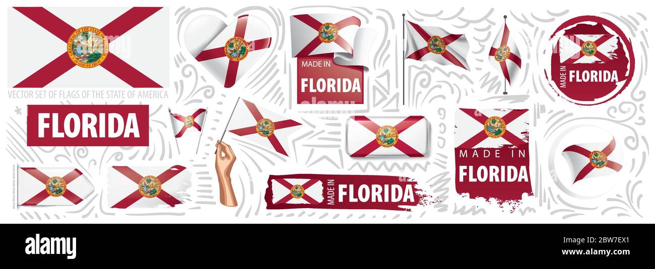 Vector set of flags of the American state of Florida in different ...