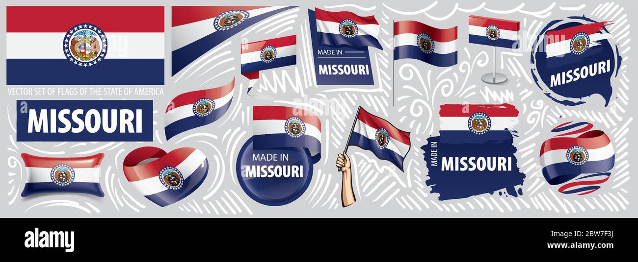 Vector set of flags of the American state of Missouri in different ...