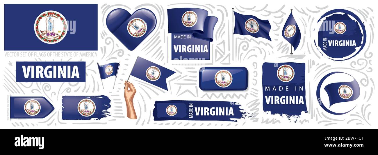 Vector set of flags of the American state of Virginia in different ...