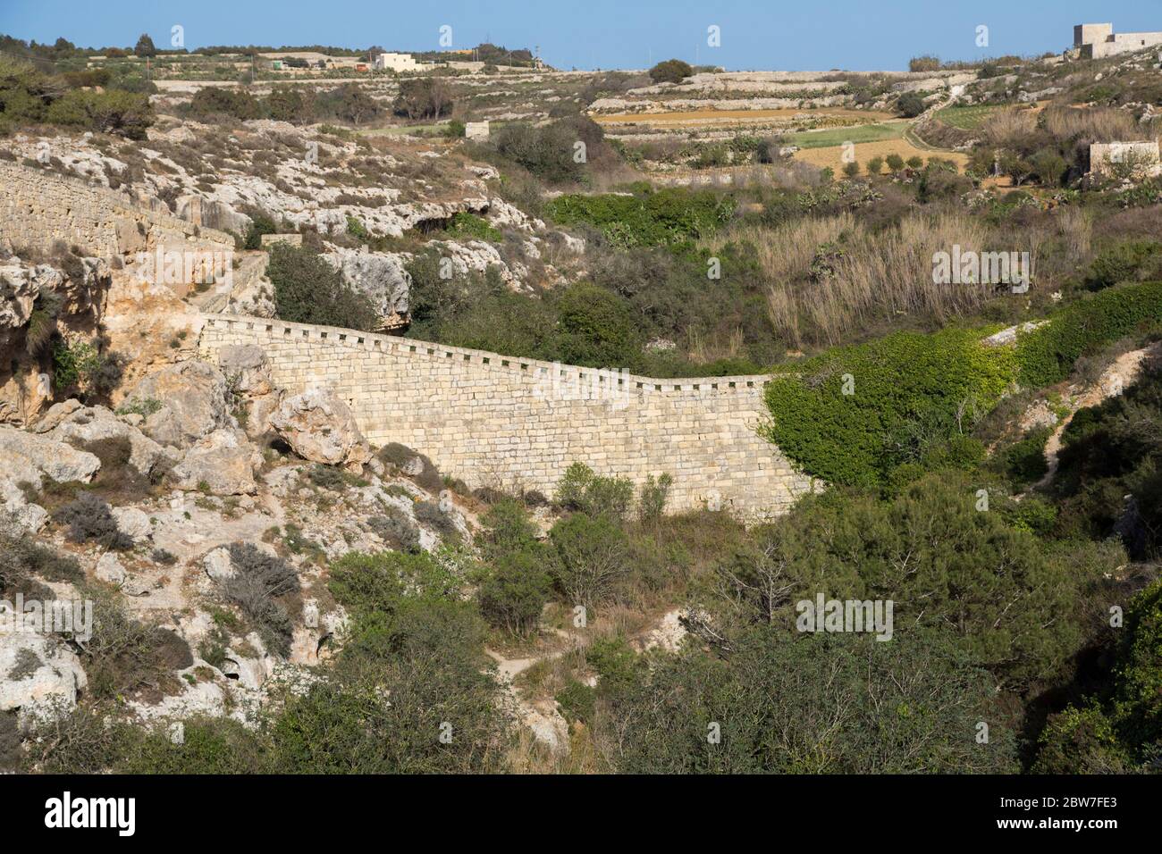 Victoria Lines wall, Malta Stock Photo - Alamy