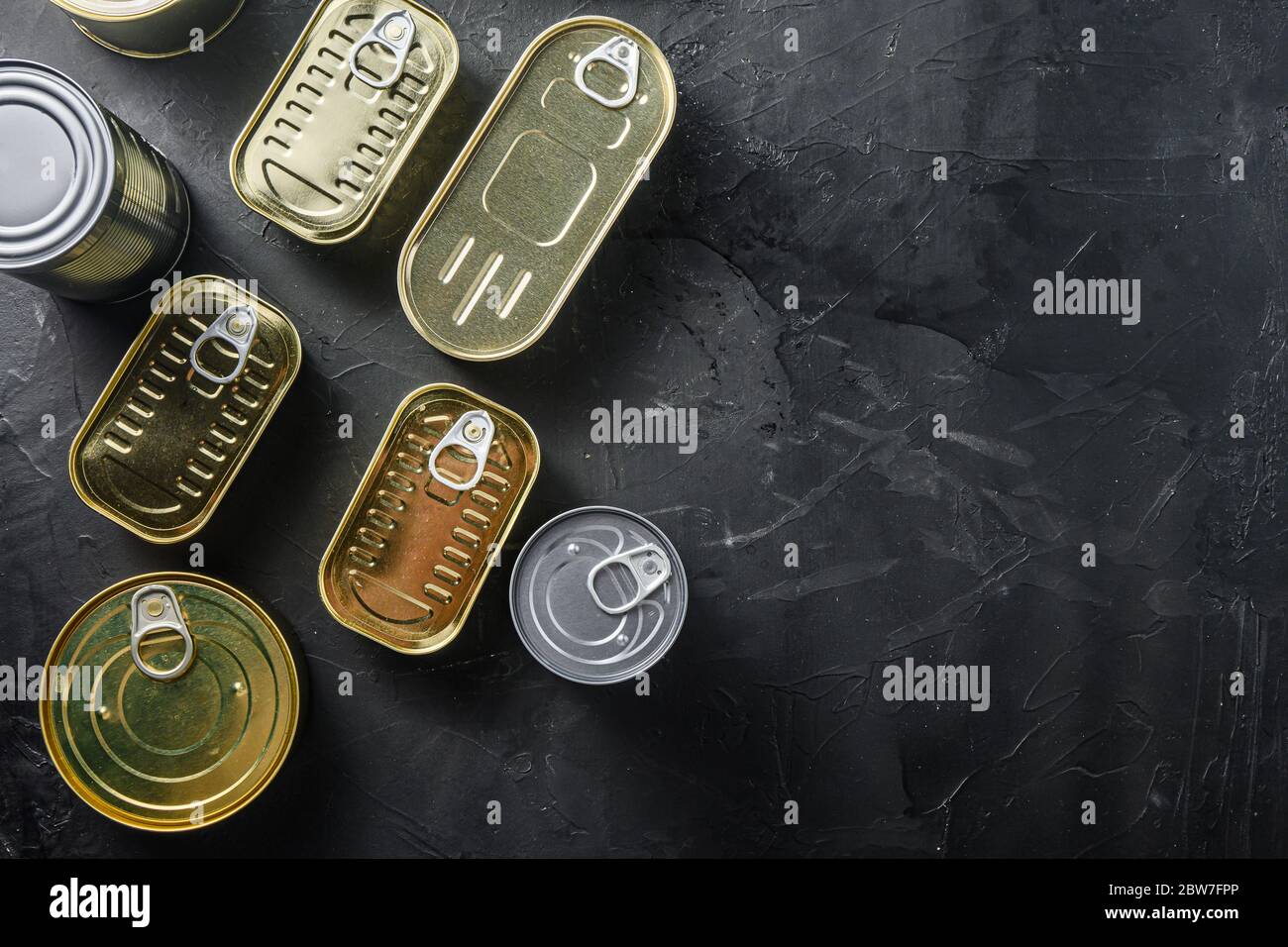 Assortment types of shapes canned food, fish , fruits, vegetables, meat ...
