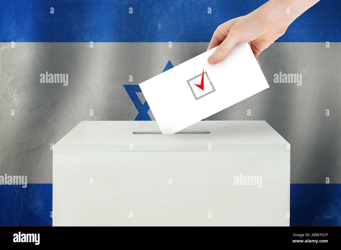 Israeli Vote concept. Voter hand holding ballot paper for election vote ...