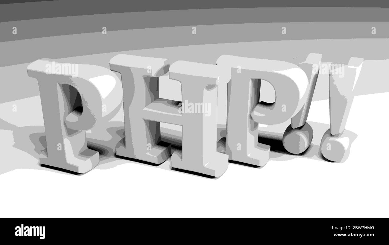 PHP write in gray levels - 3D rendering illustration Stock Photo - Alamy