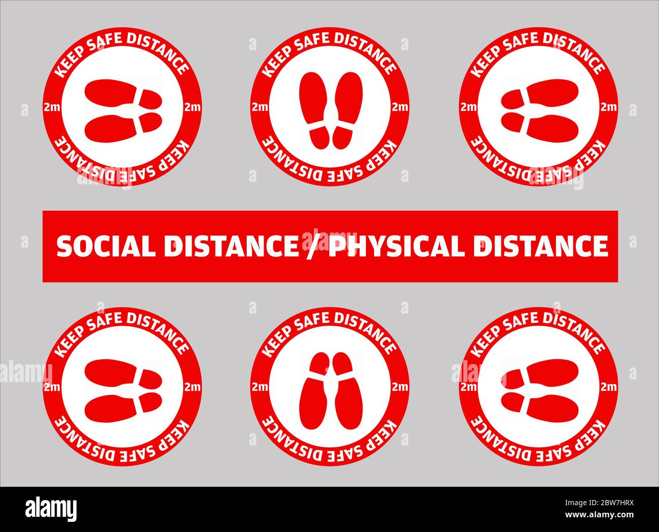 Set of 6 Social Distancing or Safe Distancing Floor Sticker for stores ...