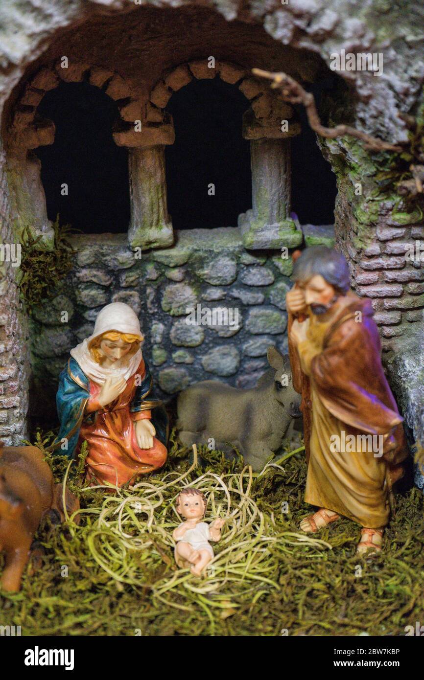 A representation of the Nativity with the statues Stock Photo - Alamy