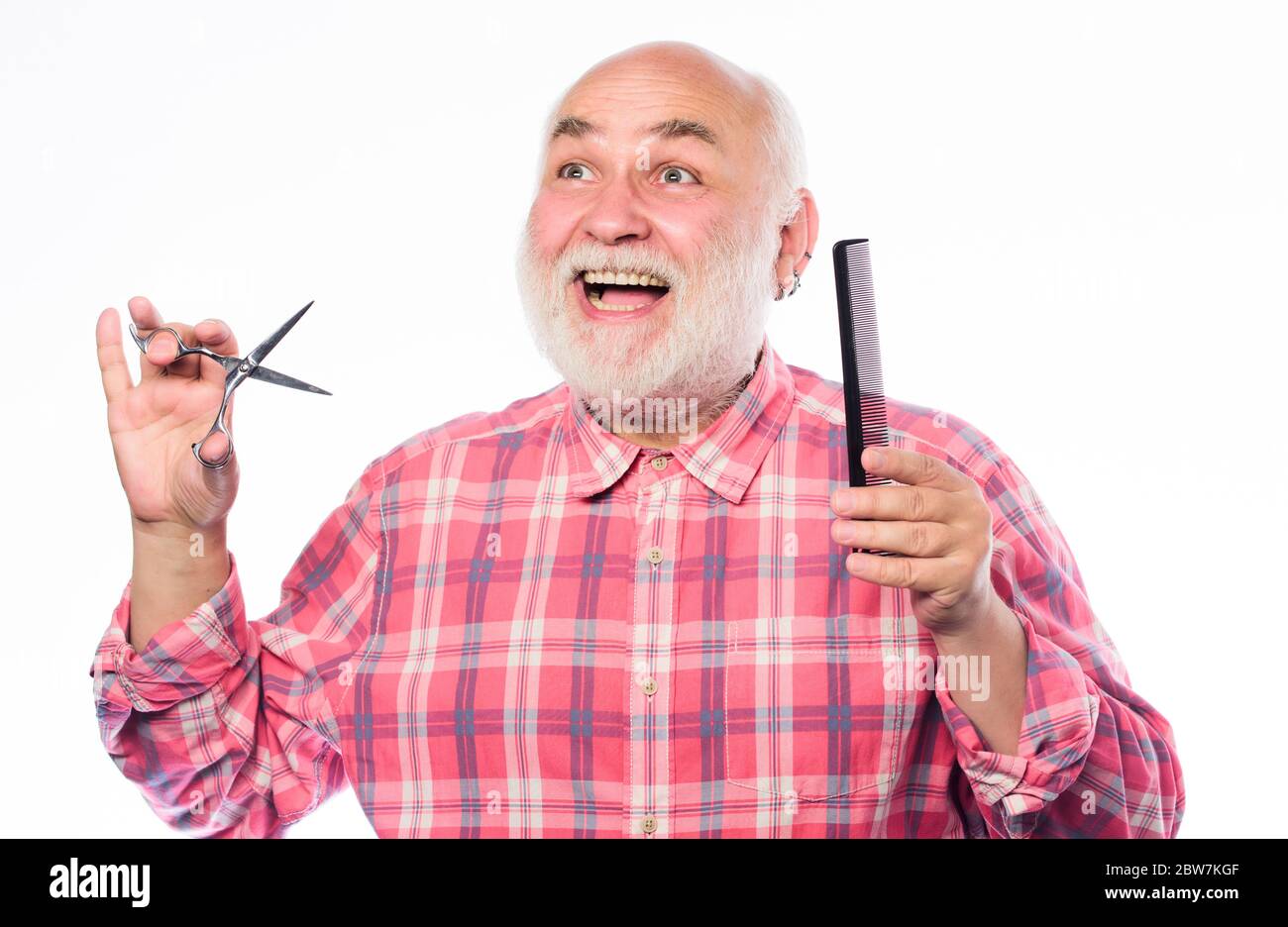 Barber use professional equipment. Grooming service. Barber work with ...