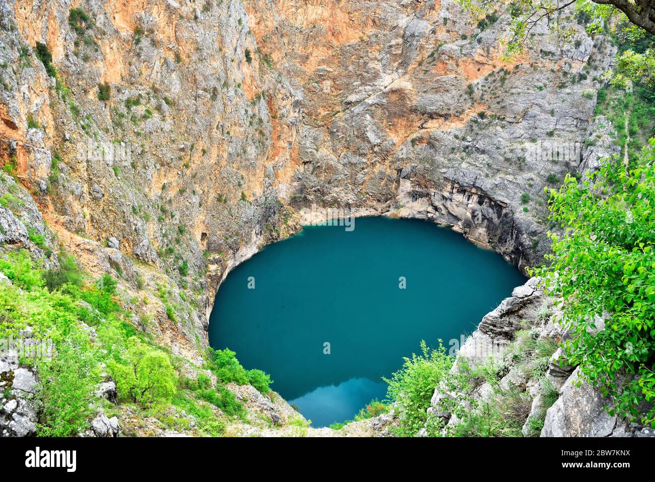 Red Lake (Crveno Jezero) in the crater of an extinct volcano, Croatia ...