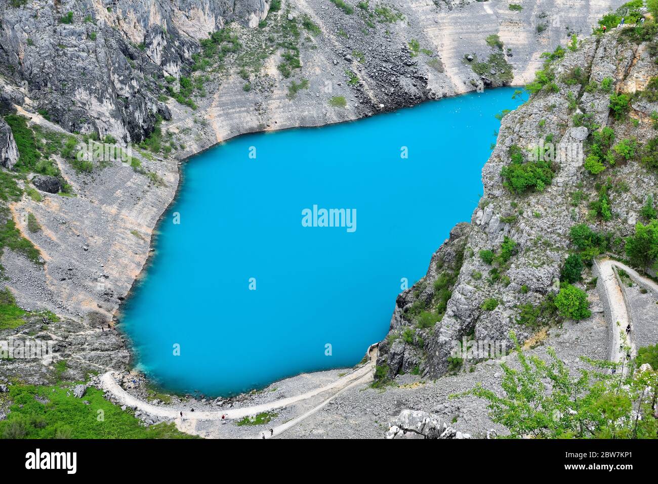 Blue lake (Modro Jezero) in the crater of an extinct volcano in Croatia ...